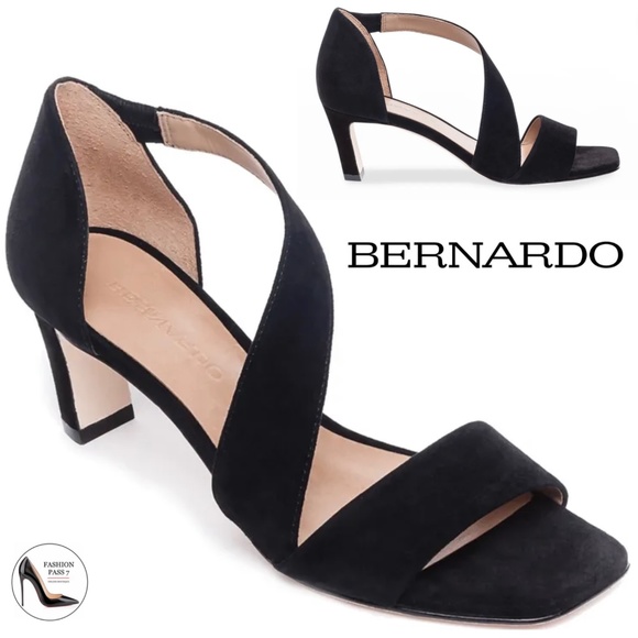 Bernardo | Shoes | Bernardo Womens Camille Black Suede Leather Mid Heel ...